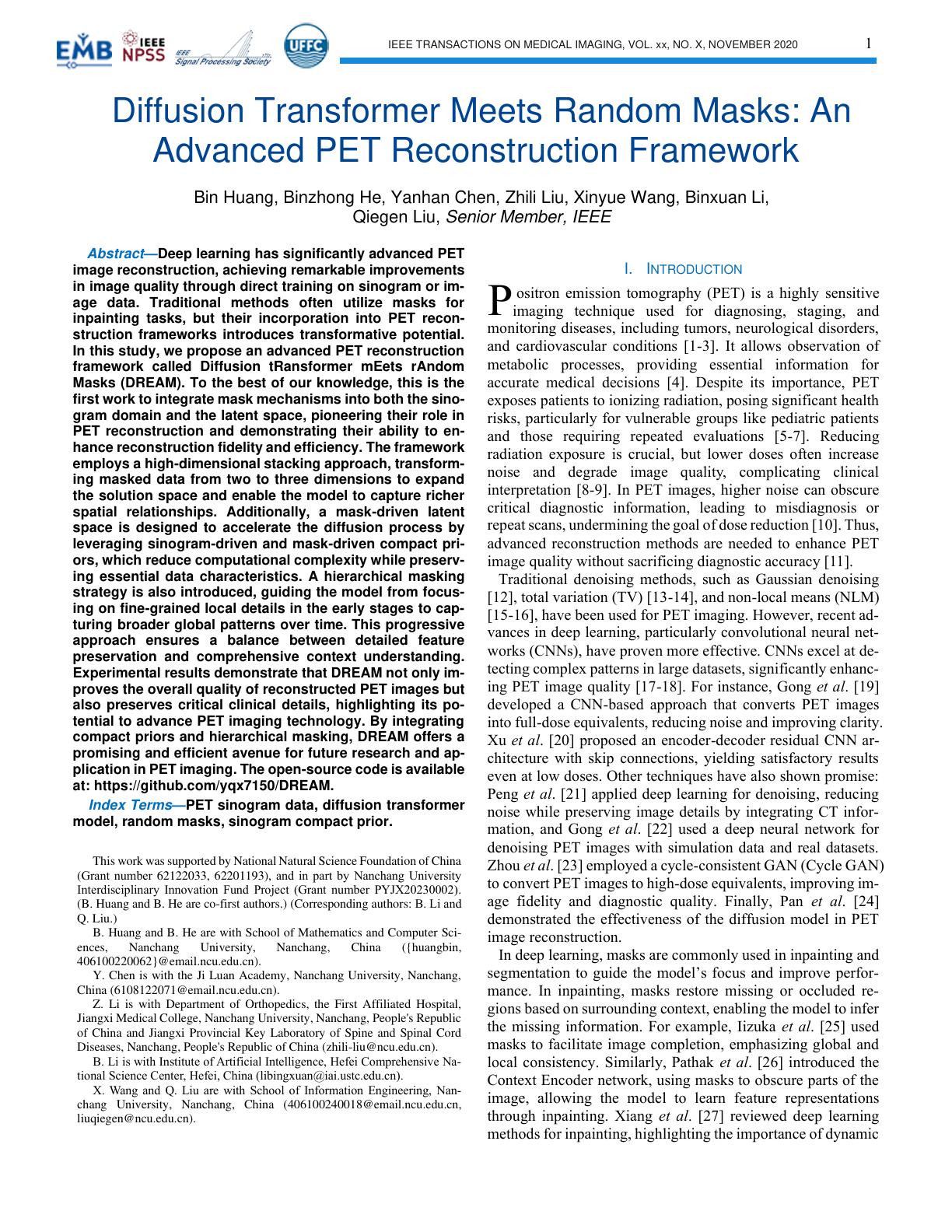 Diffusion Transformer Meets Random Masks: An Advanced PET ...