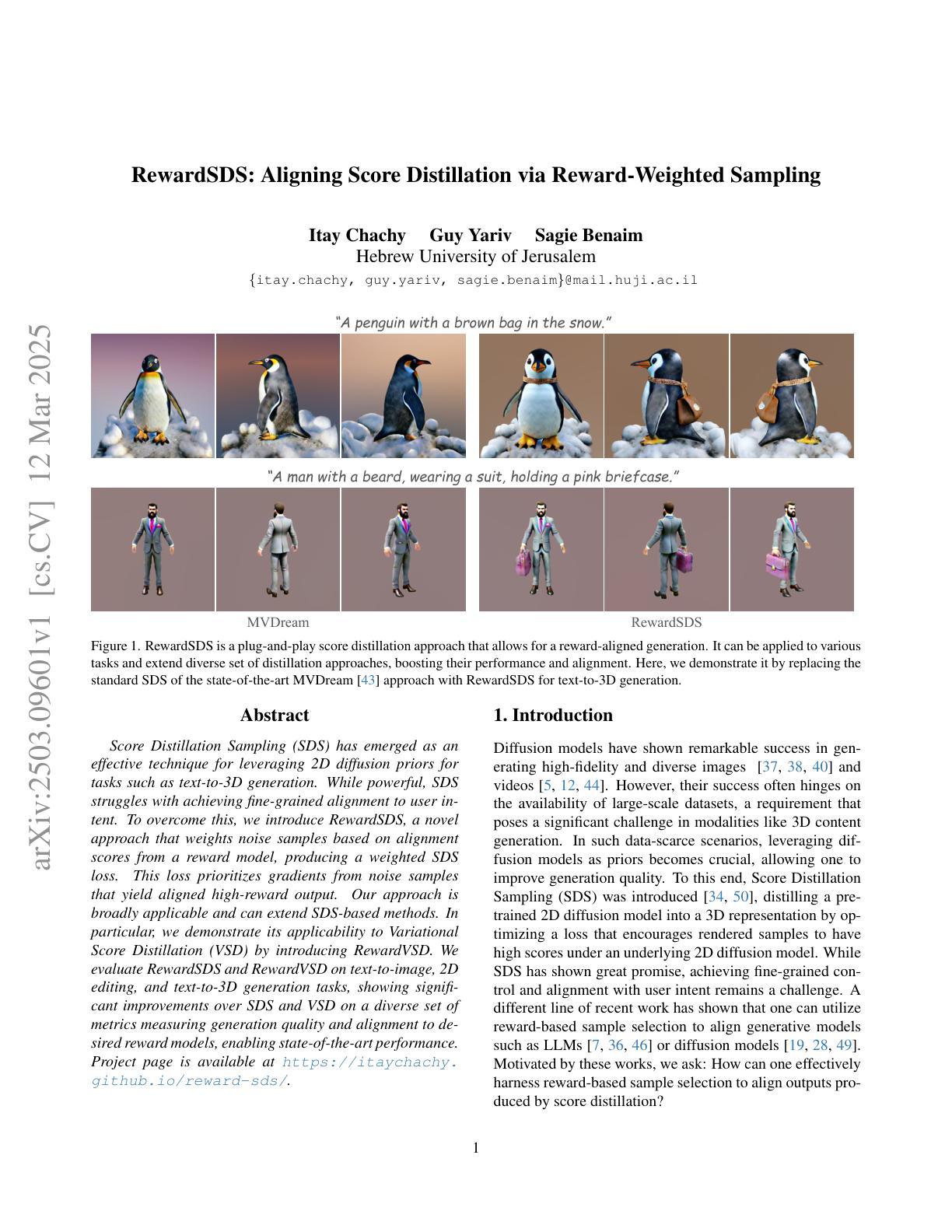 RewardSDS: Aligning Score Distillation via Reward-Weighted Sampling