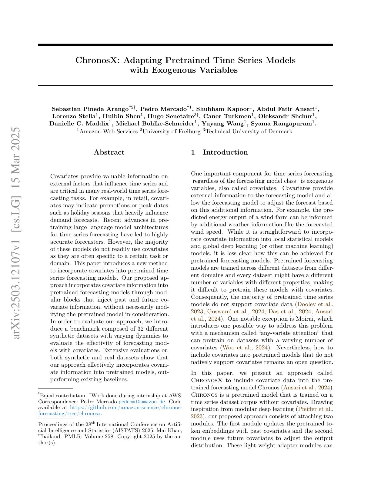 ChronosX: Adapting Pretrained Time Series Models with Exogenous Variables