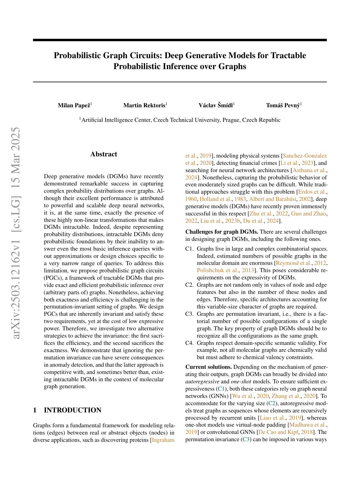 Probabilistic Graph Circuits: Deep Generative Models for Tractable Probabilistic Inference over ...