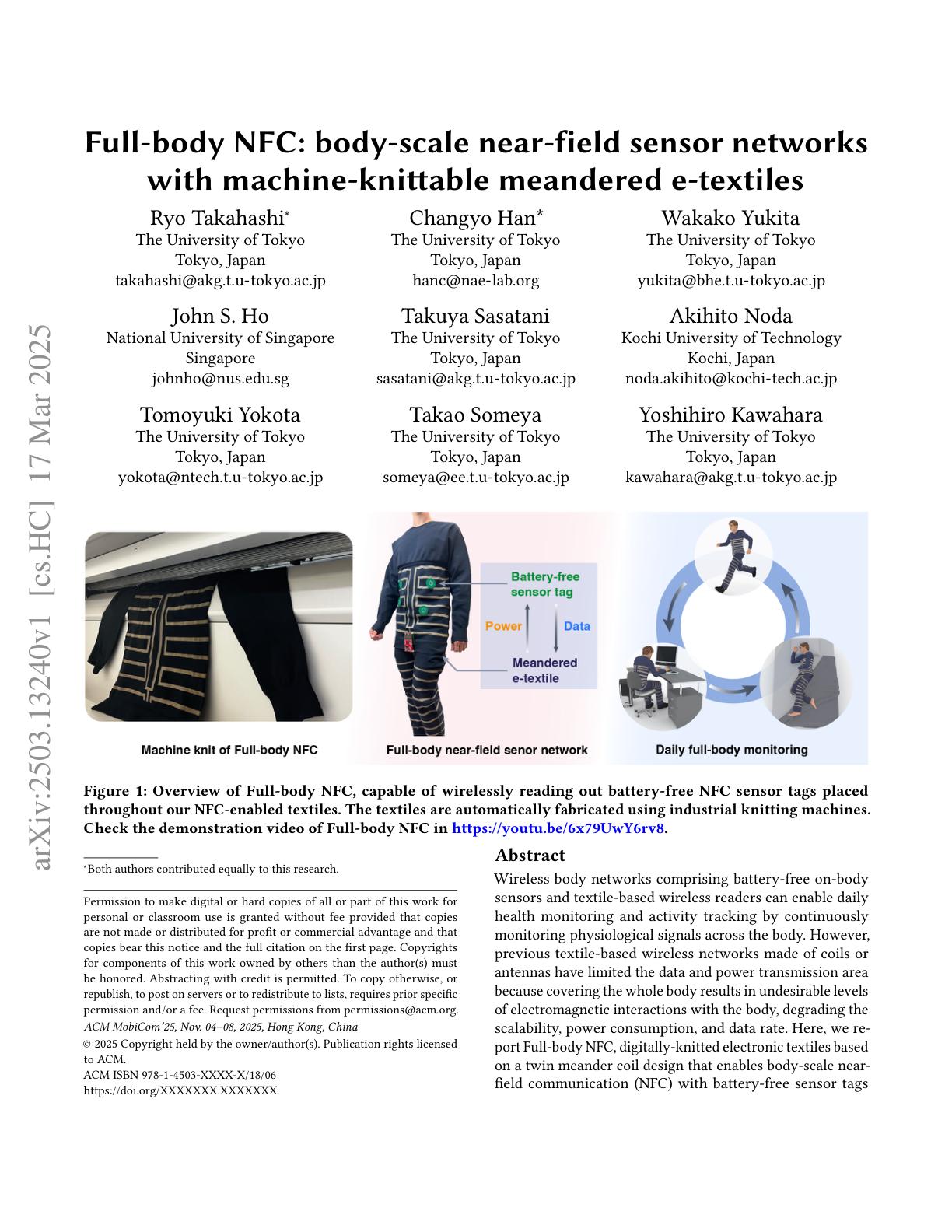 Full-body NFC: body-scale near-field sensor networks with machine ...