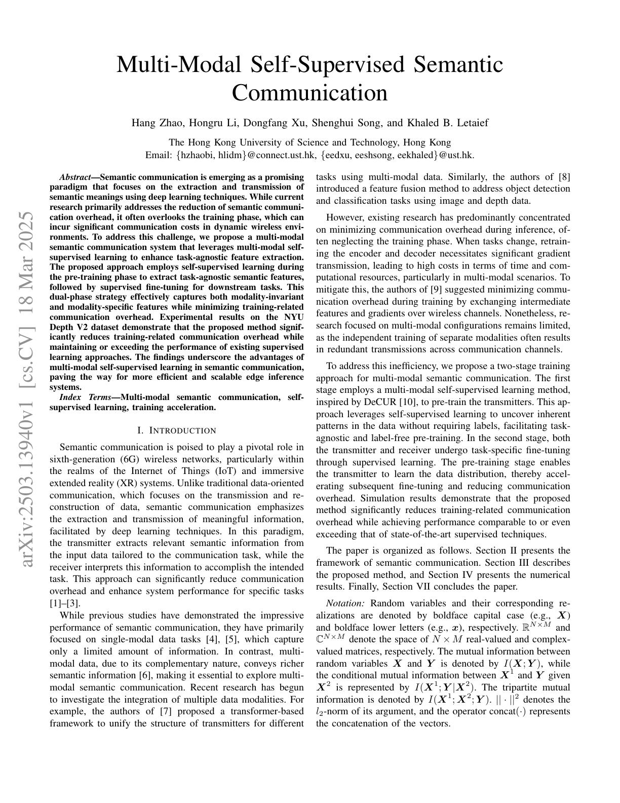 Multi-Modal Self-Supervised Semantic Communication