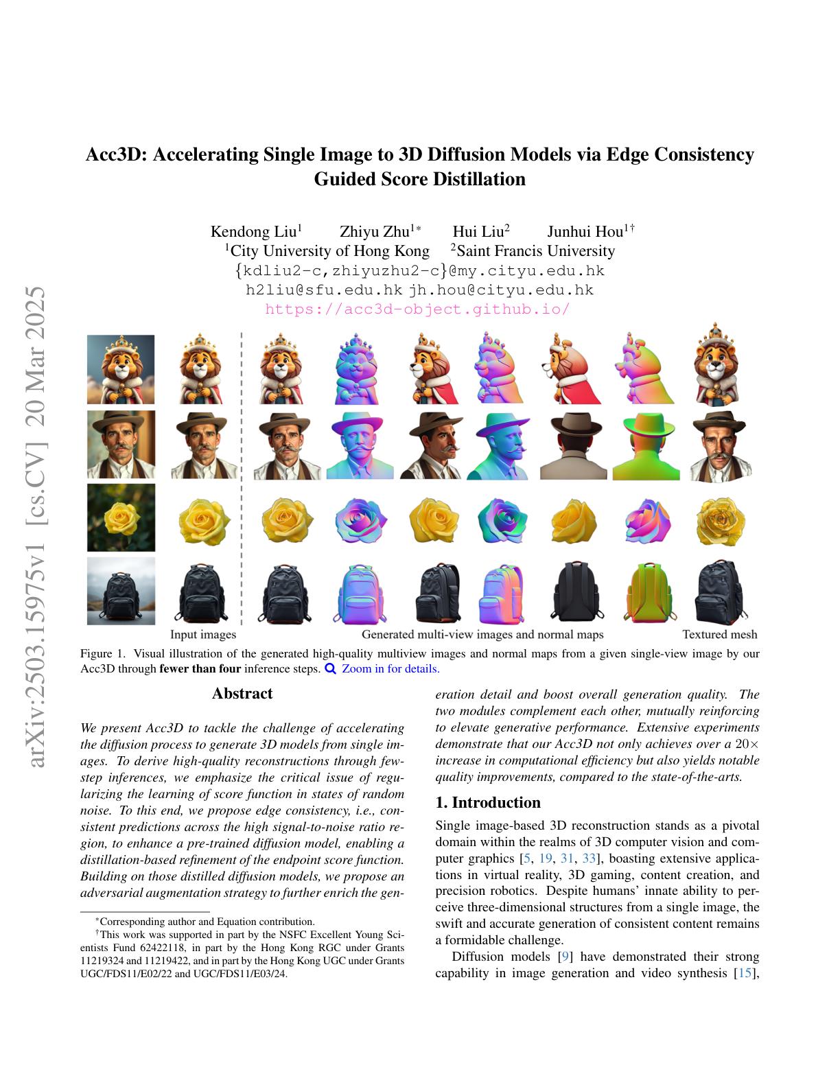 Acc3D: Accelerating Single Image to 3D Diffusion Models via Edge ...