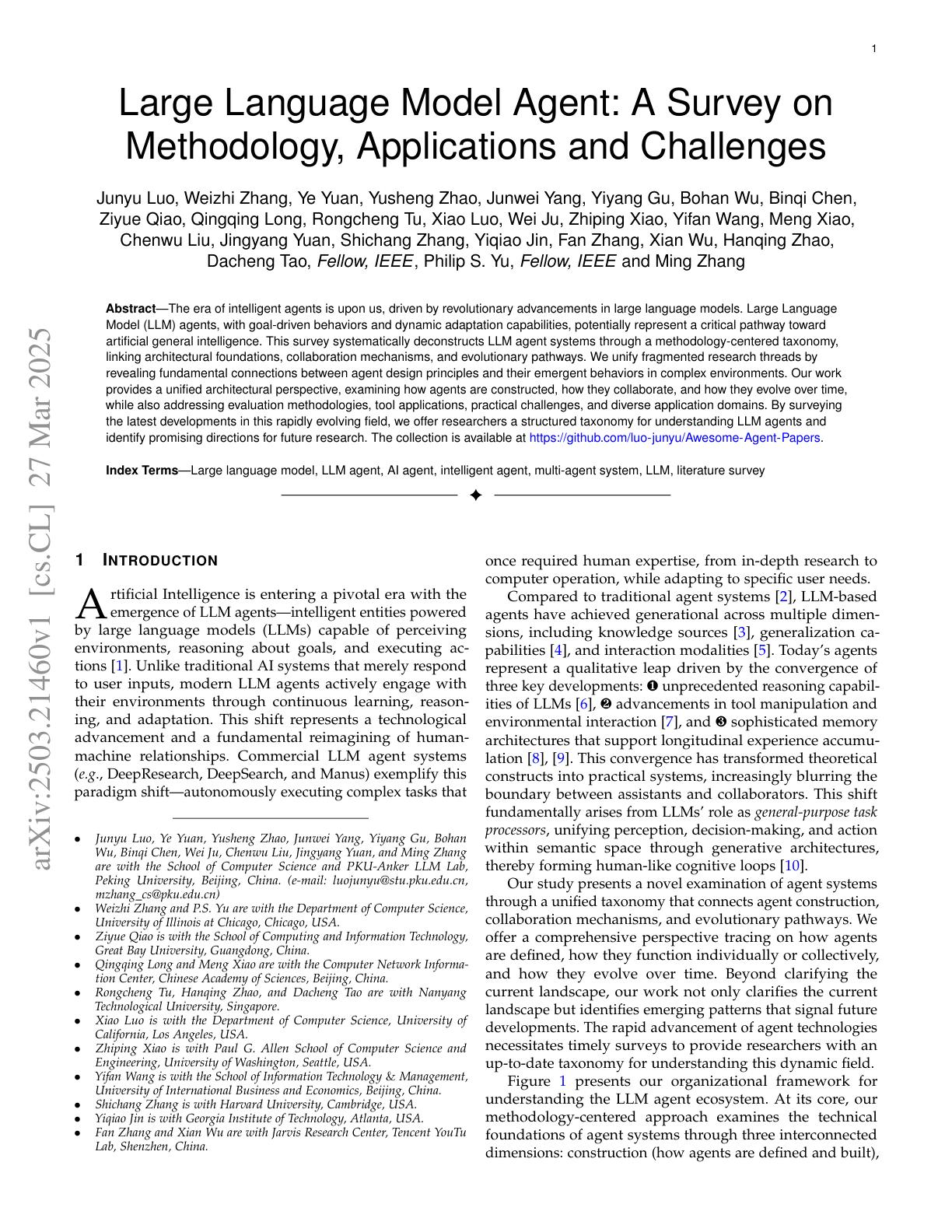 Large Language Model Agent: A Survey on Methodology, Applications and Challenges