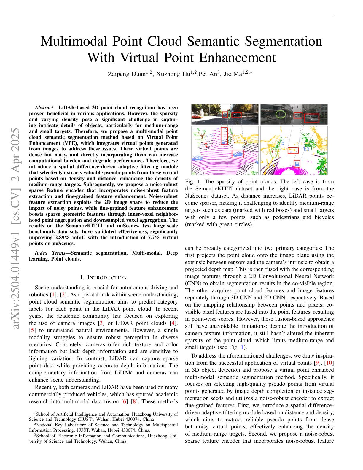 Multimodal Point Cloud Semantic Segmentation With Virtual Point Enhancement