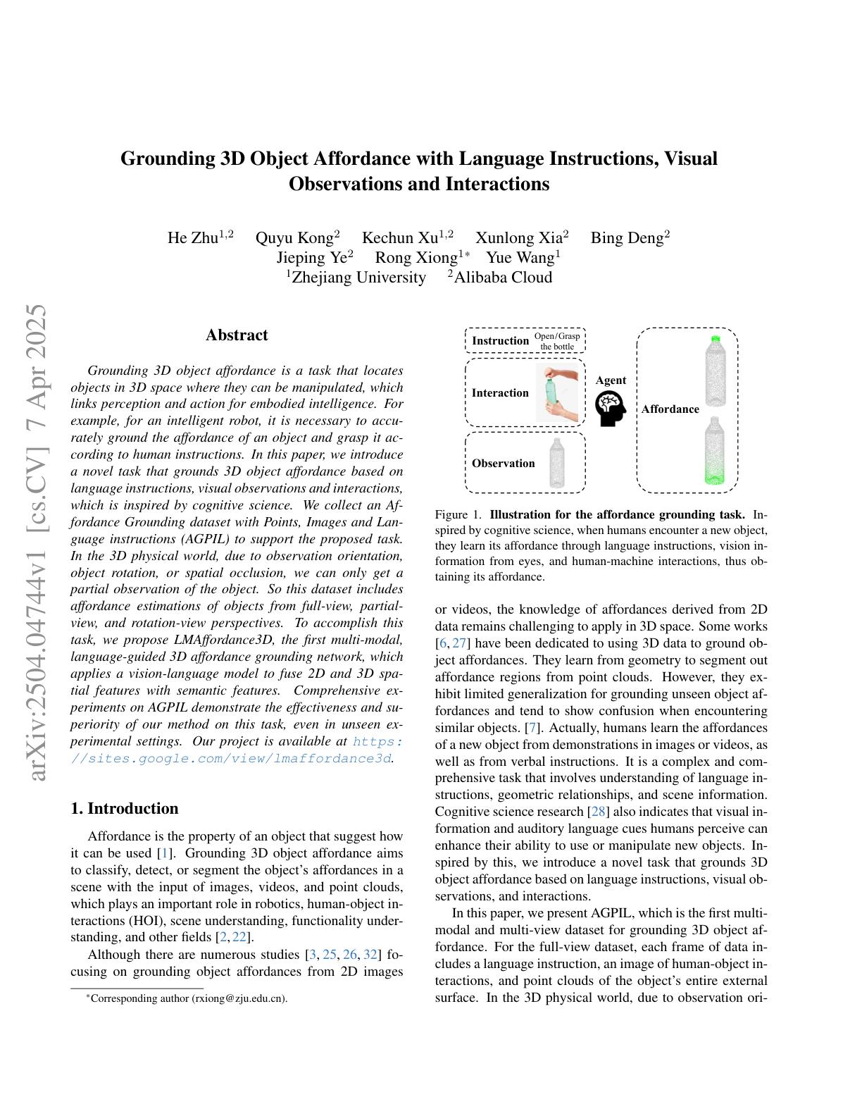 Grounding 3D Object Affordance with Language Instructions, Visual ...