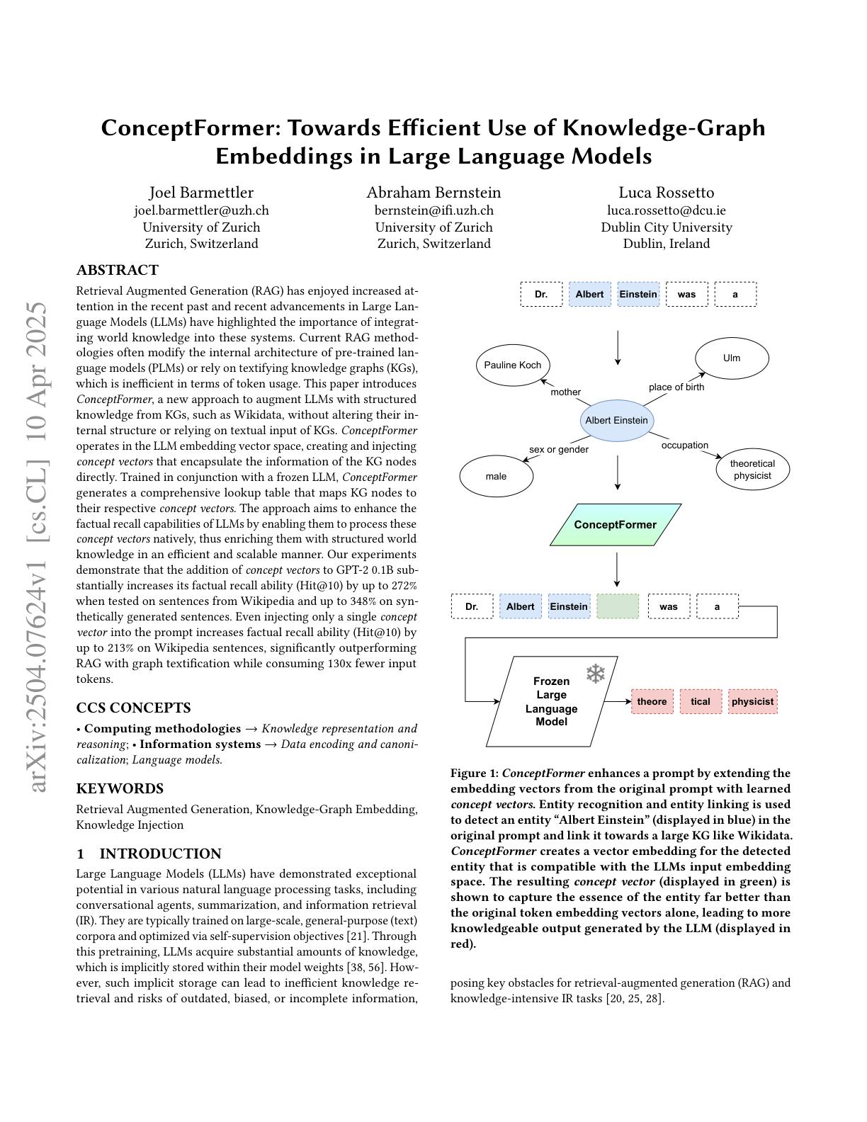 ConceptFormer: Towards Efficient Use of Knowledge-Graph Embeddings in ...
