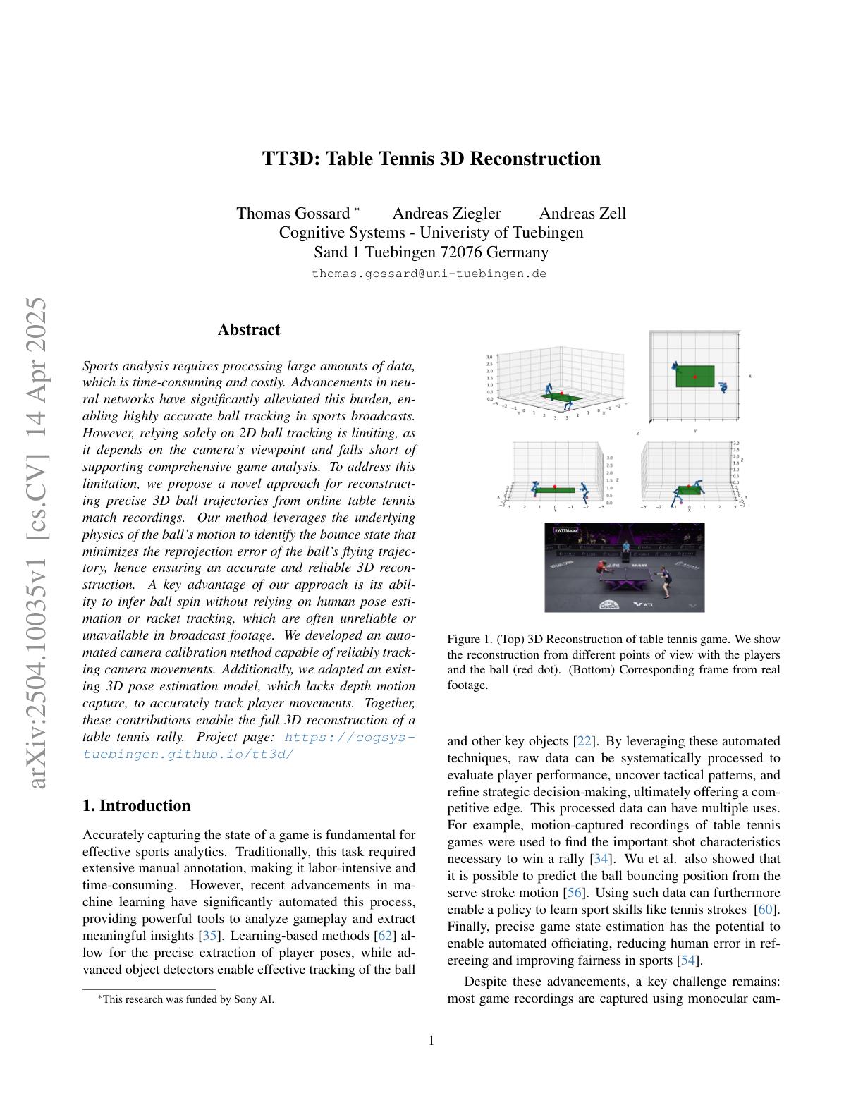 TT3D: Table Tennis 3D Reconstruction