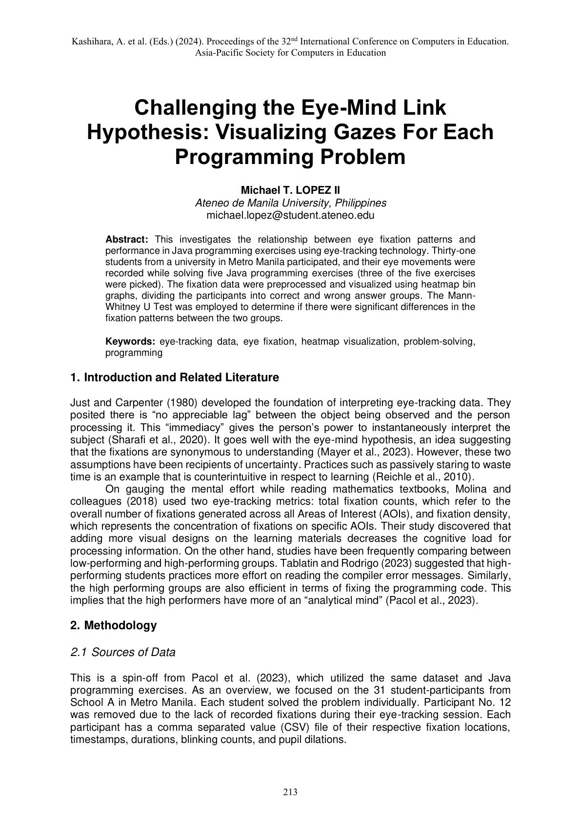 Challenging the Eye-Mind Link Hypothesis: Visualizing Gazes For Each ...