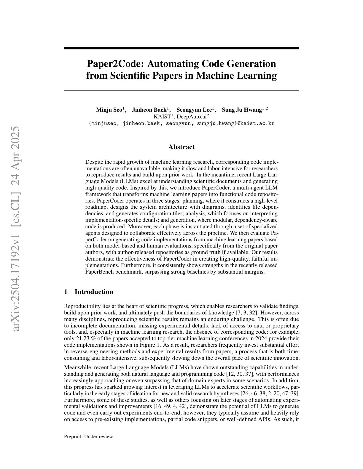 Paper2Code: Automating Code Generation from Scientific Papers in ...