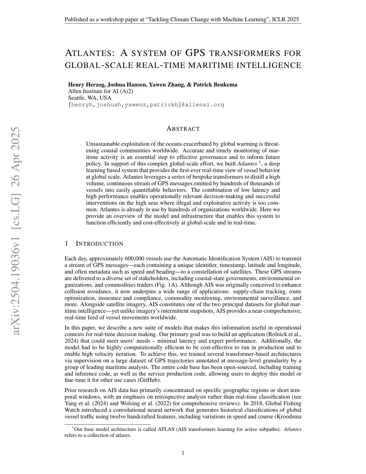 Atlantes: A system of GPS transformers for global-scale real-time ...