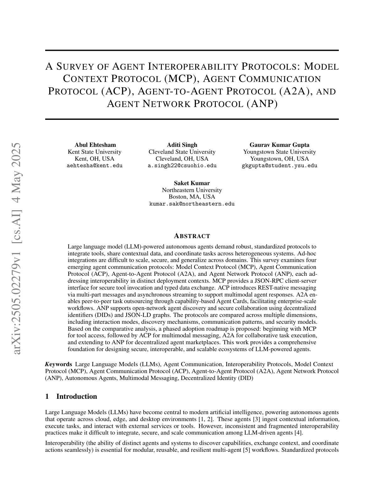 A survey of agent interoperability protocols: Model Context Protocol ...