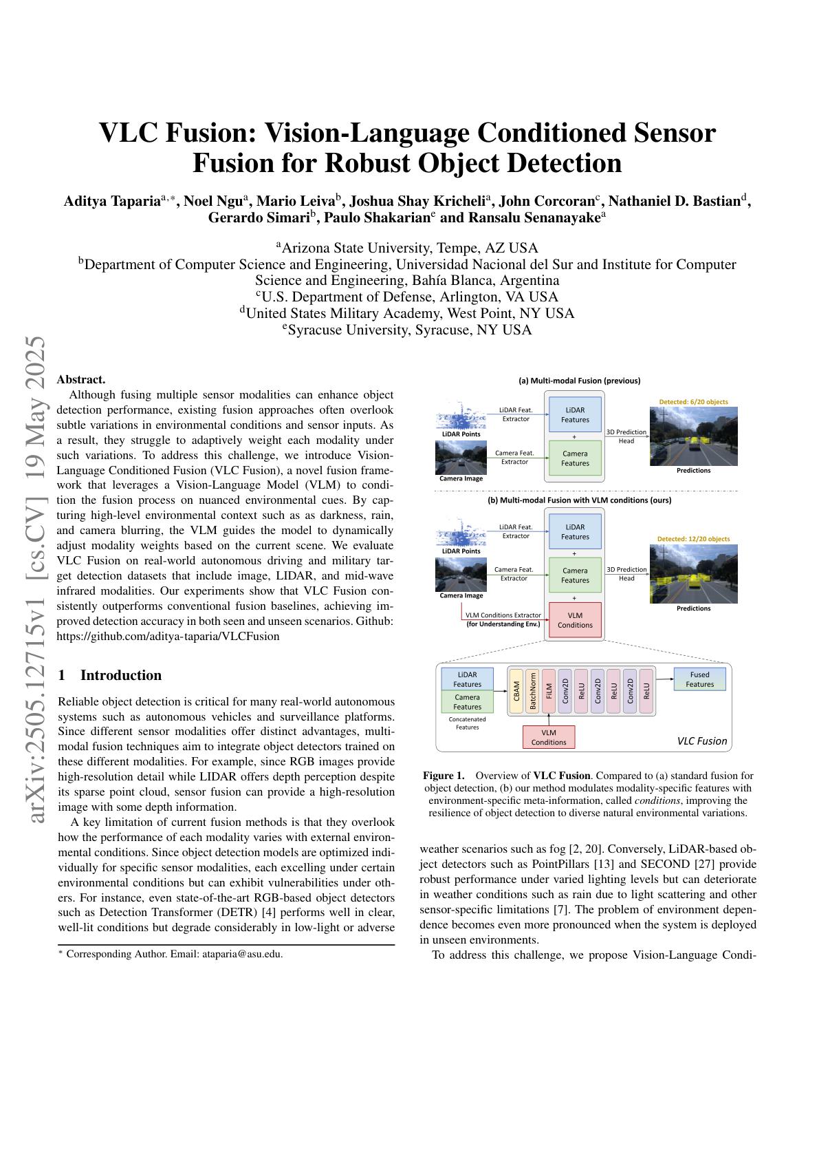 VLC Fusion: Vision-Language Conditioned Sensor Fusion for Robust Object ...