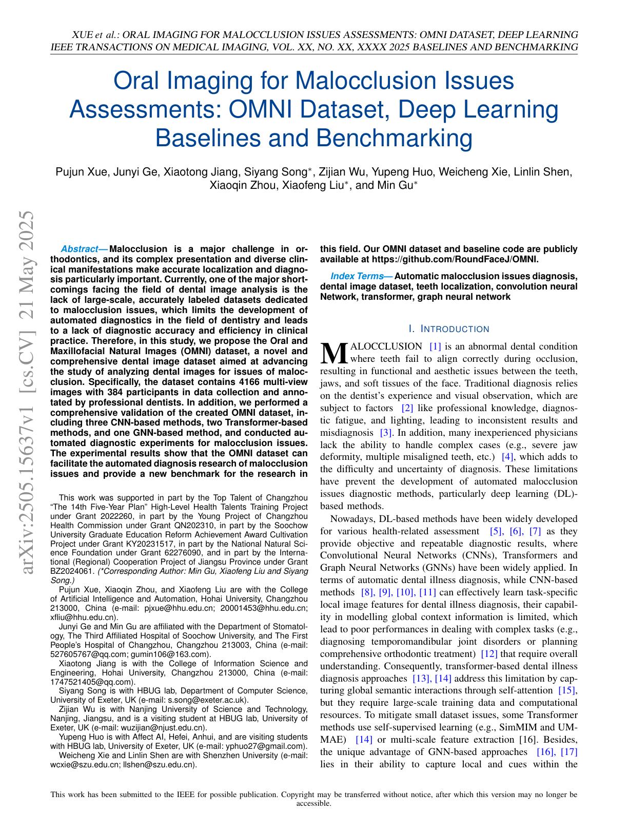 Oral Imaging for Malocclusion Issues Assessments: OMNI Dataset, Deep ...
