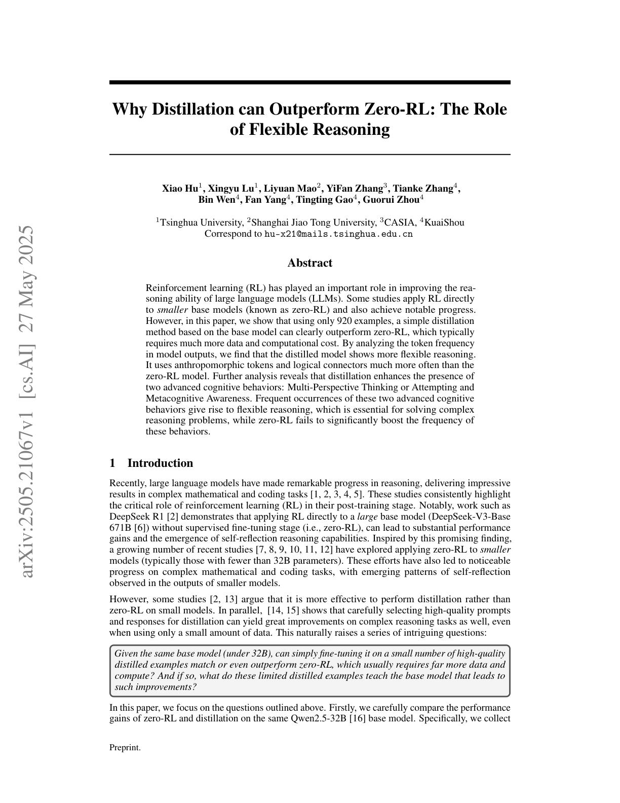 Why Distillation can Outperform Zero-RL: The Role of Flexible Reasoning