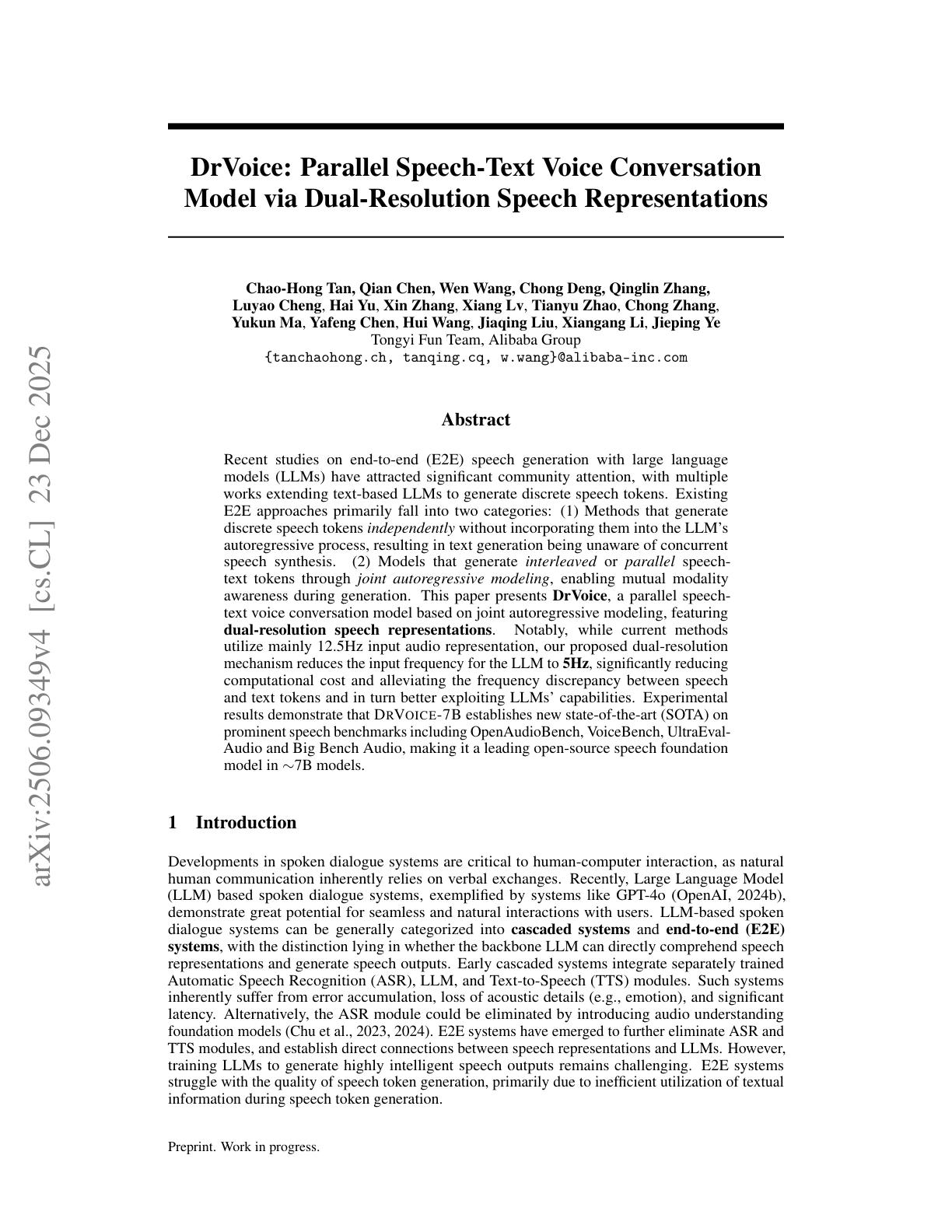 DrVoice: Parallel Speech-Text Voice Conversation Model via Dual ...