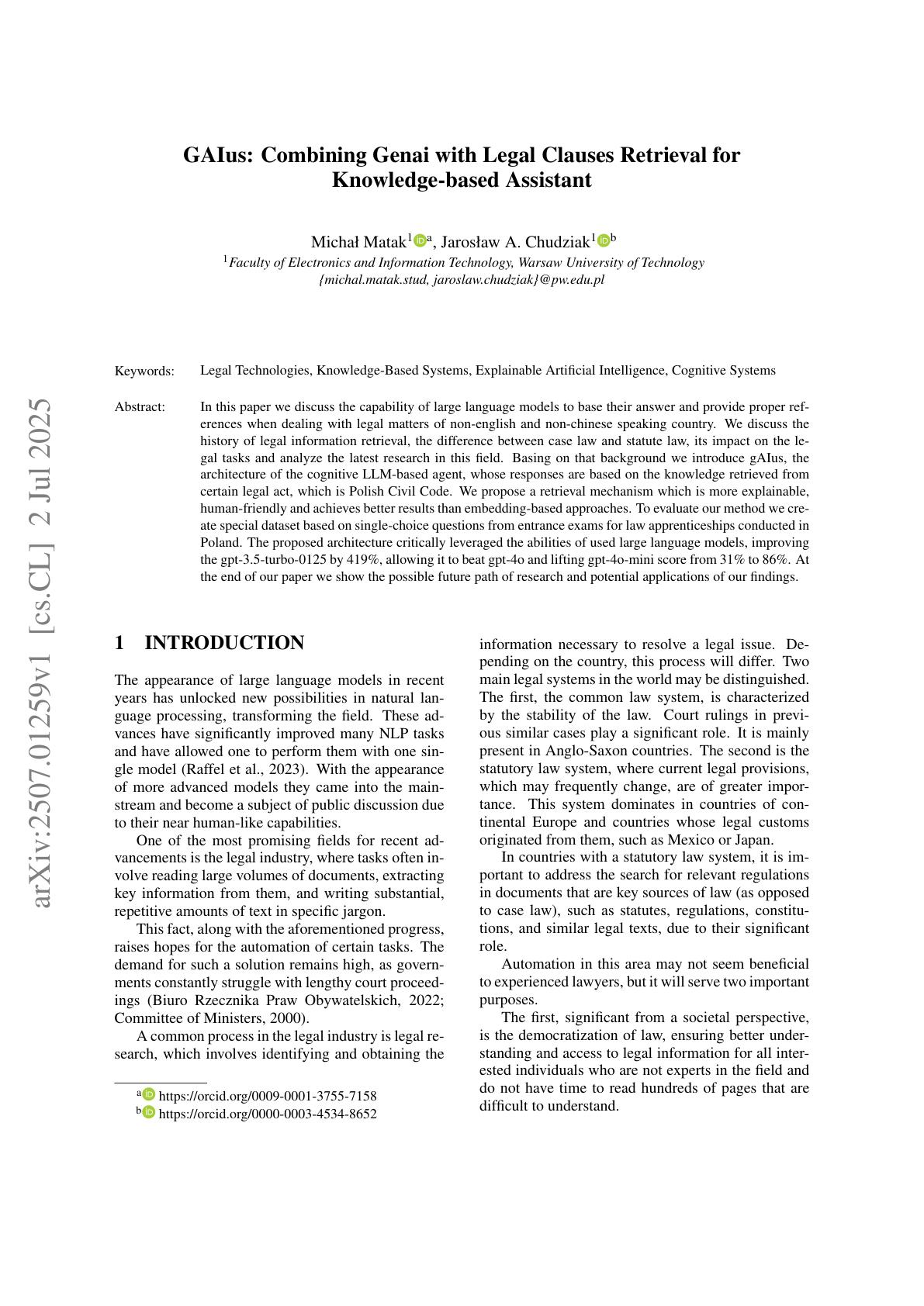 GAIus: Combining Genai with Legal Clauses Retrieval for Knowledge-based ...