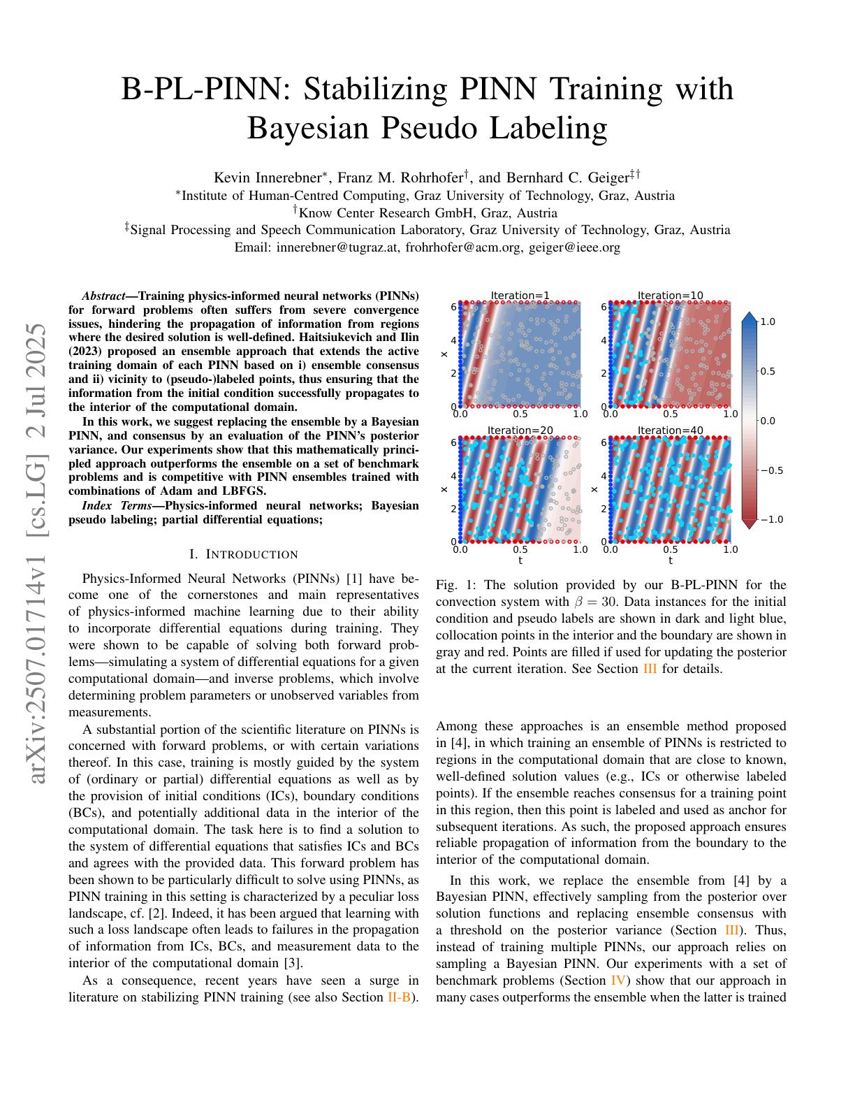 B-PL-PINN: Stabilizing PINN Training with Bayesian Pseudo Labeling