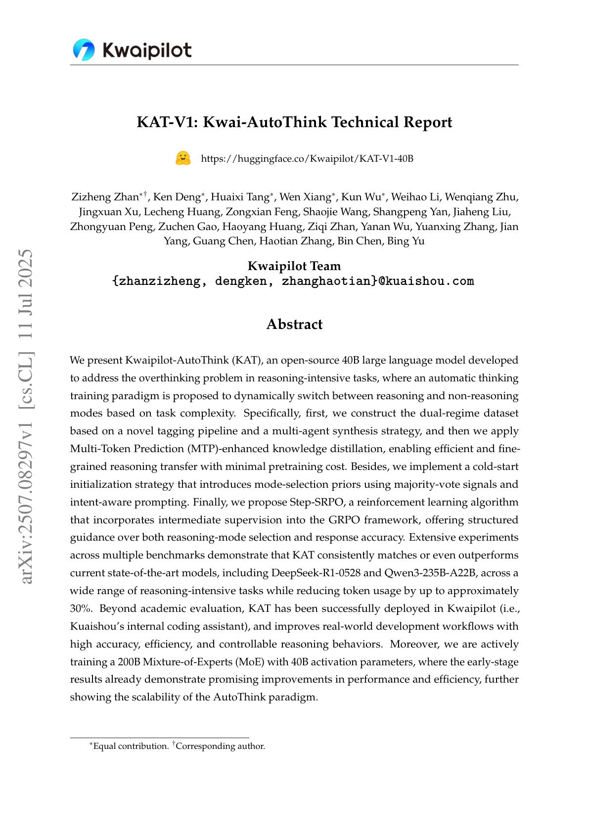 KAT-V1: Kwai-AutoThink Technical Report
