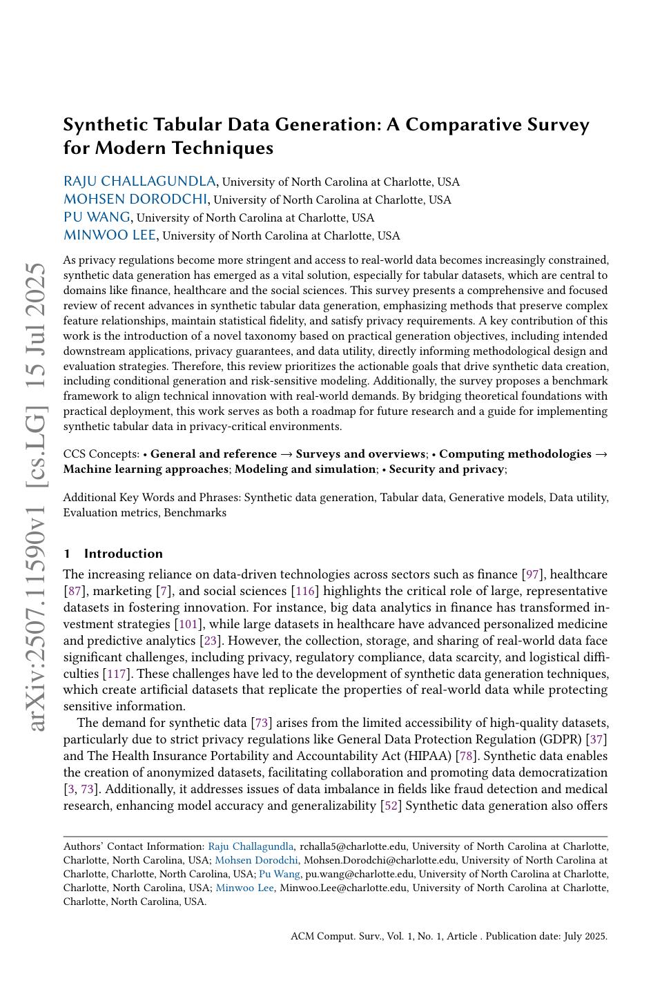 Synthetic Tabular Data Generation: A Comparative Survey for Modern ...
