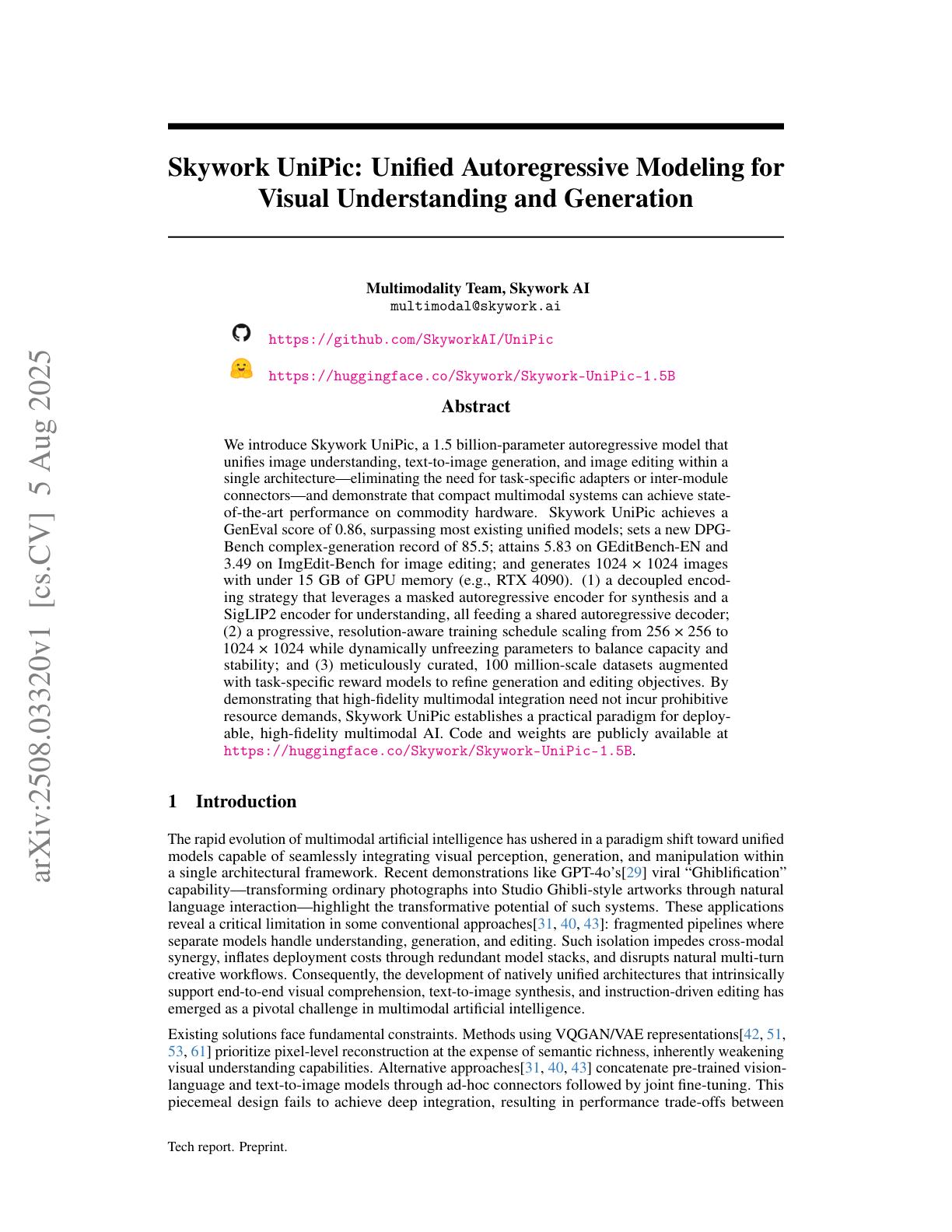 Skywork UniPic: Unified Autoregressive Modeling for Visual ...