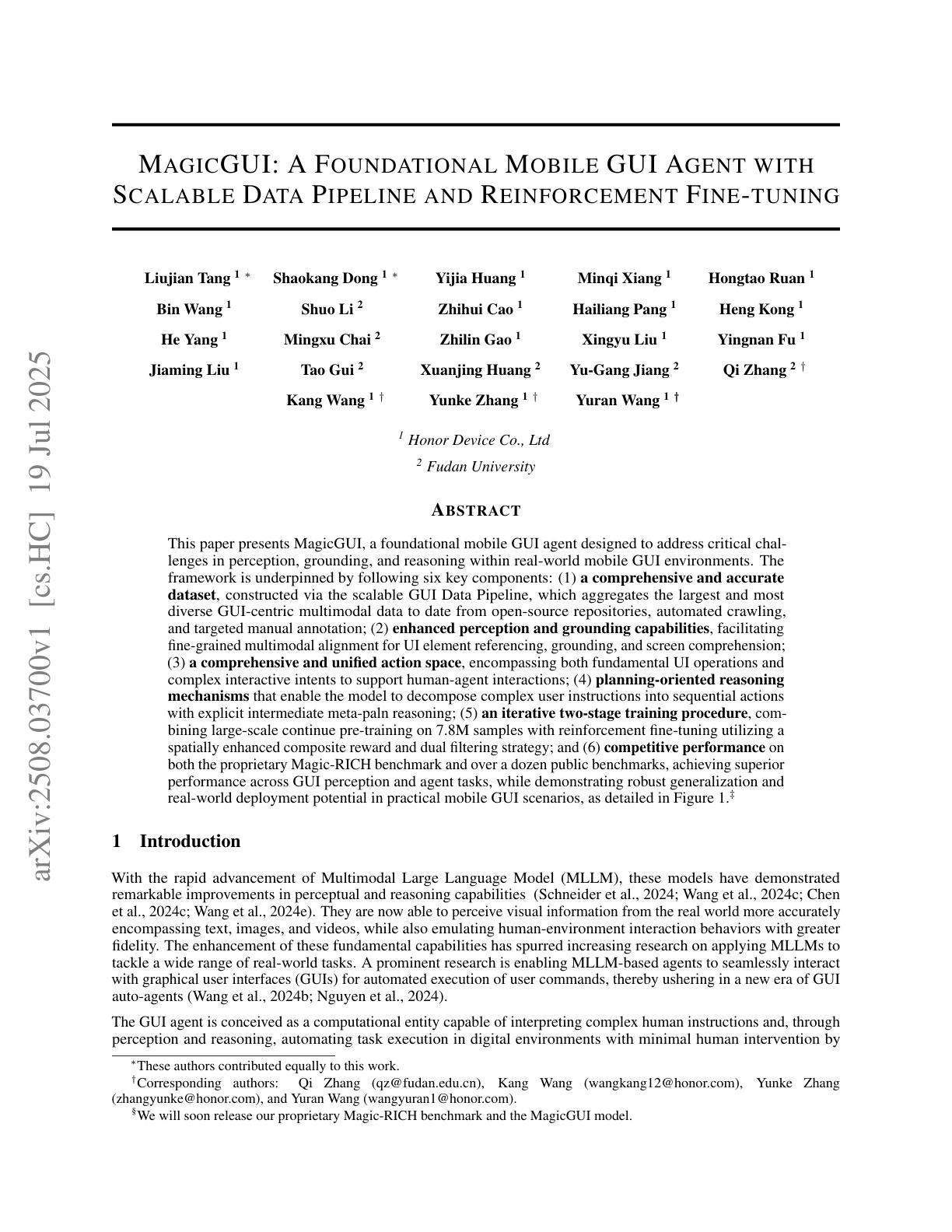 MagicGUI: A Foundational Mobile GUI Agent with Scalable Data Pipeline ...