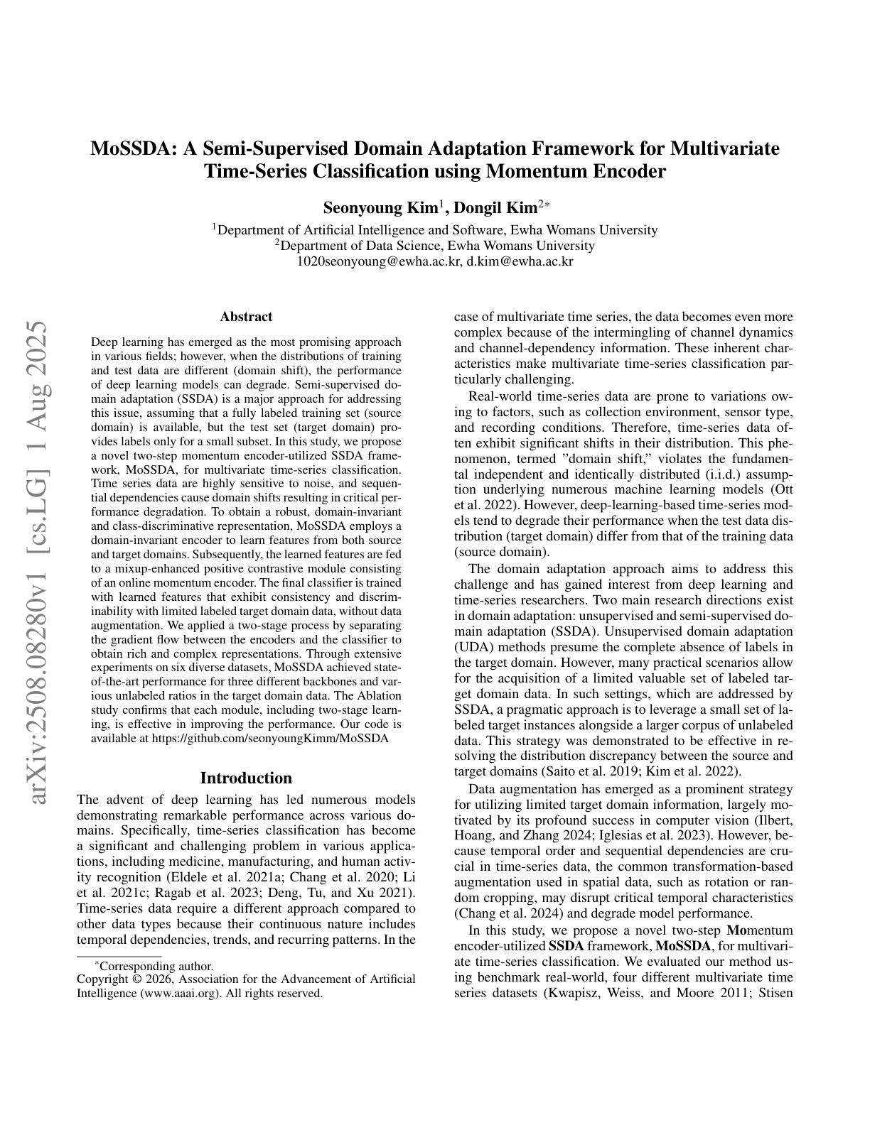 MoSSDA: A Semi-Supervised Domain Adaptation Framework for Multivariate ...