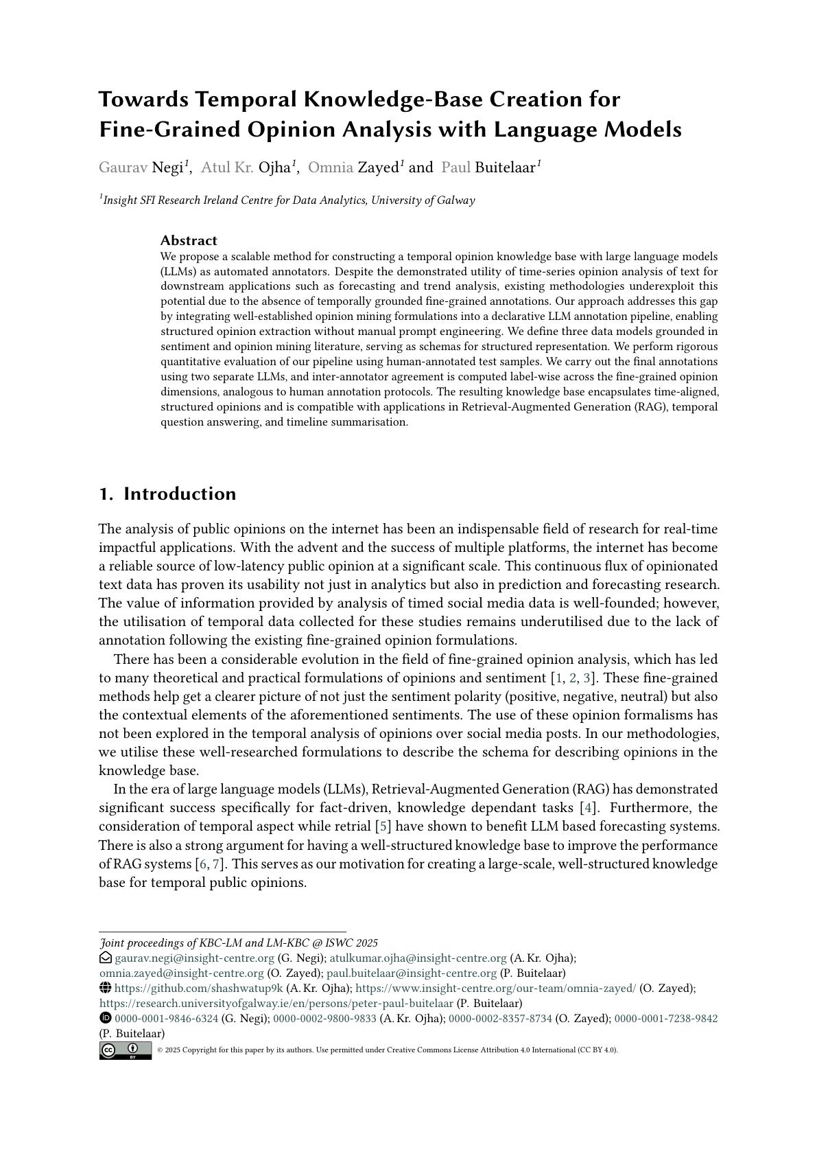Towards Temporal Knowledge-Base Creation for Fine-Grained Opinion ...