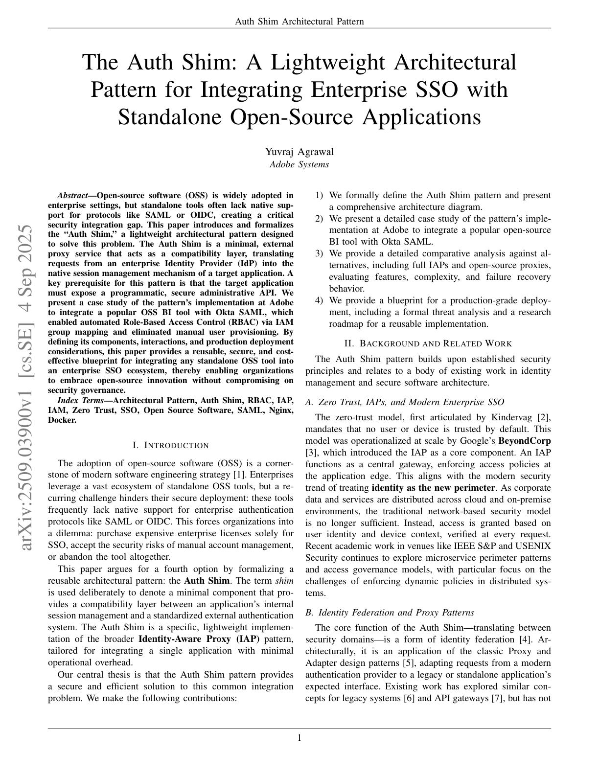 The Auth Shim: A Lightweight Architectural Pattern for Integrating ...