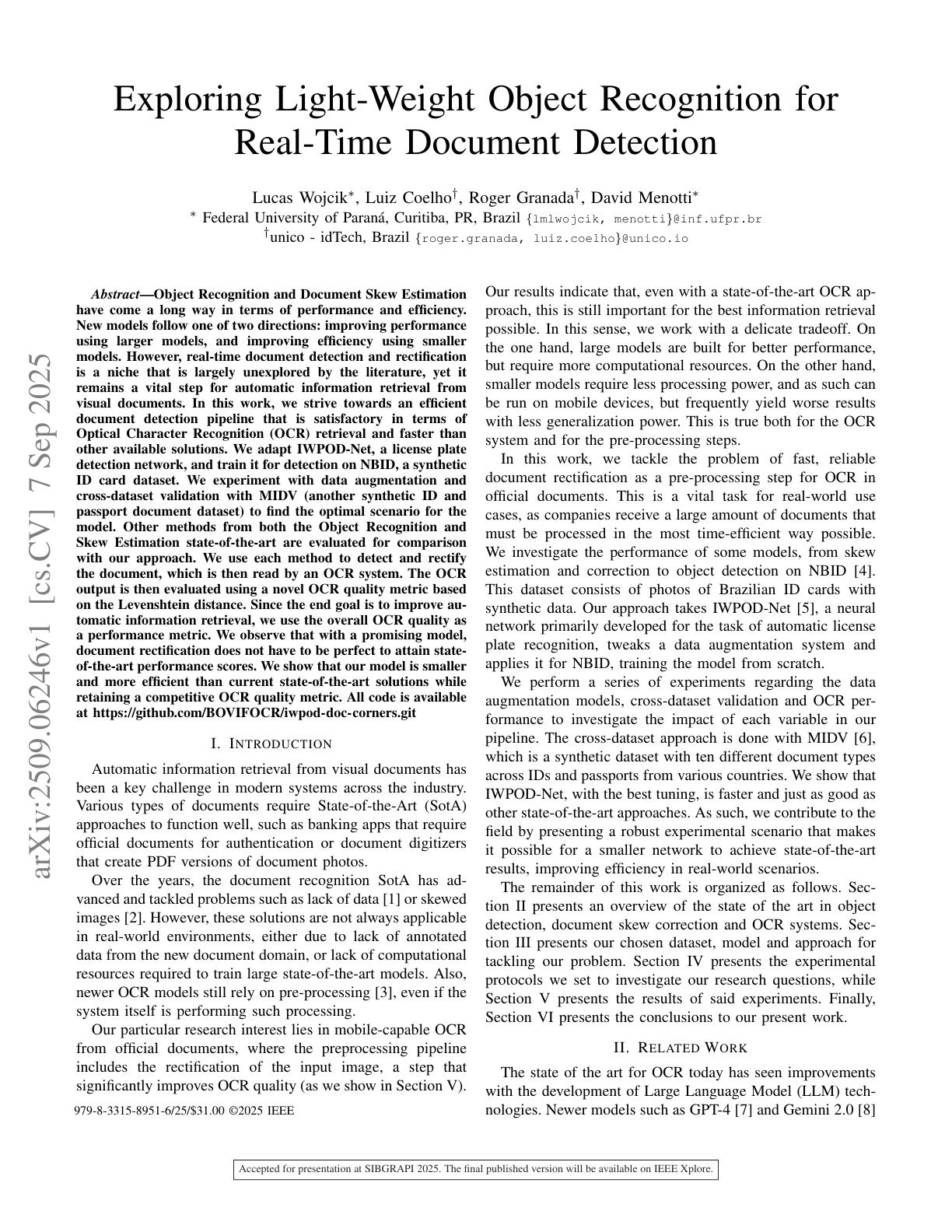 Exploring Light-Weight Object Recognition for Real-Time Document Detection