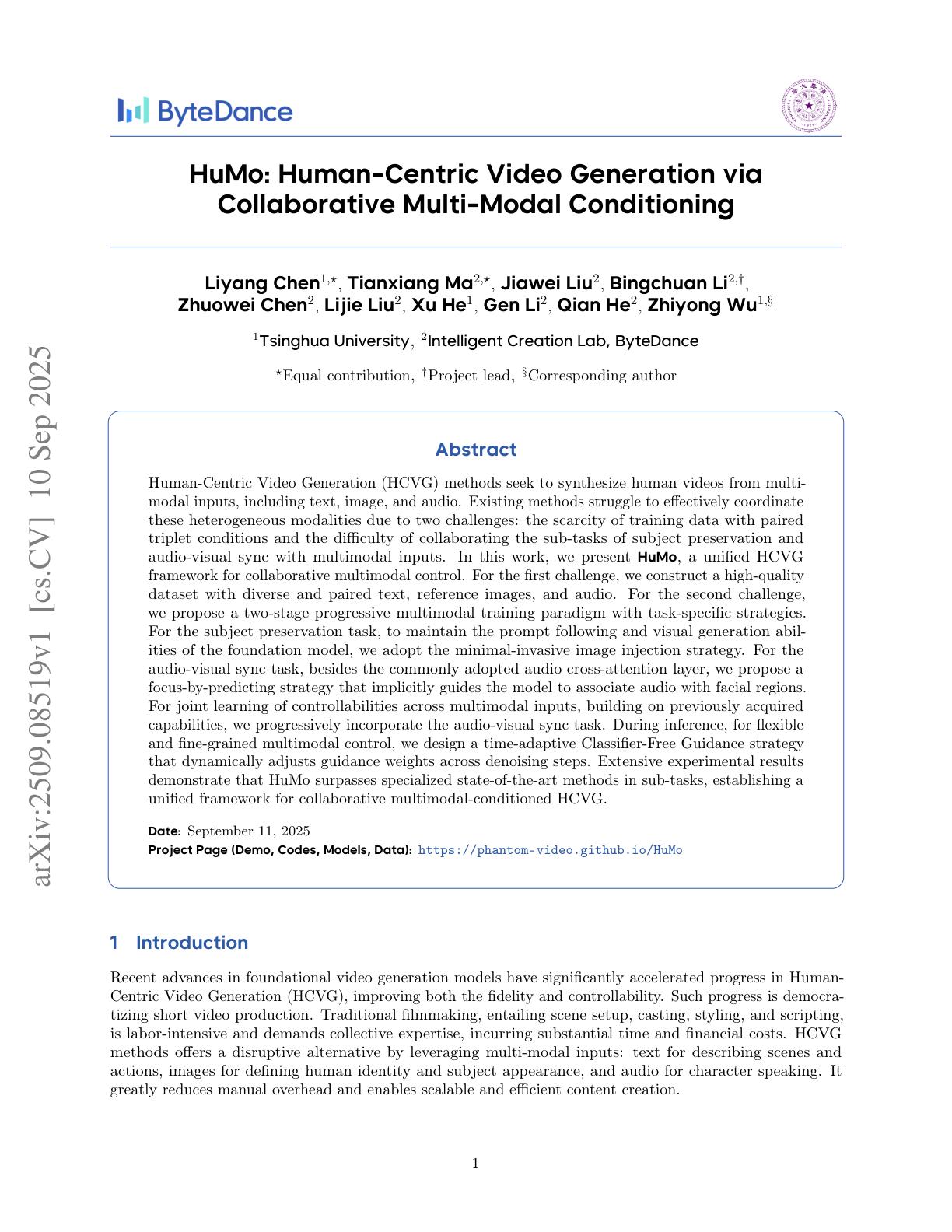 HuMo: Human-Centric Video Generation via Collaborative Multi-Modal ...