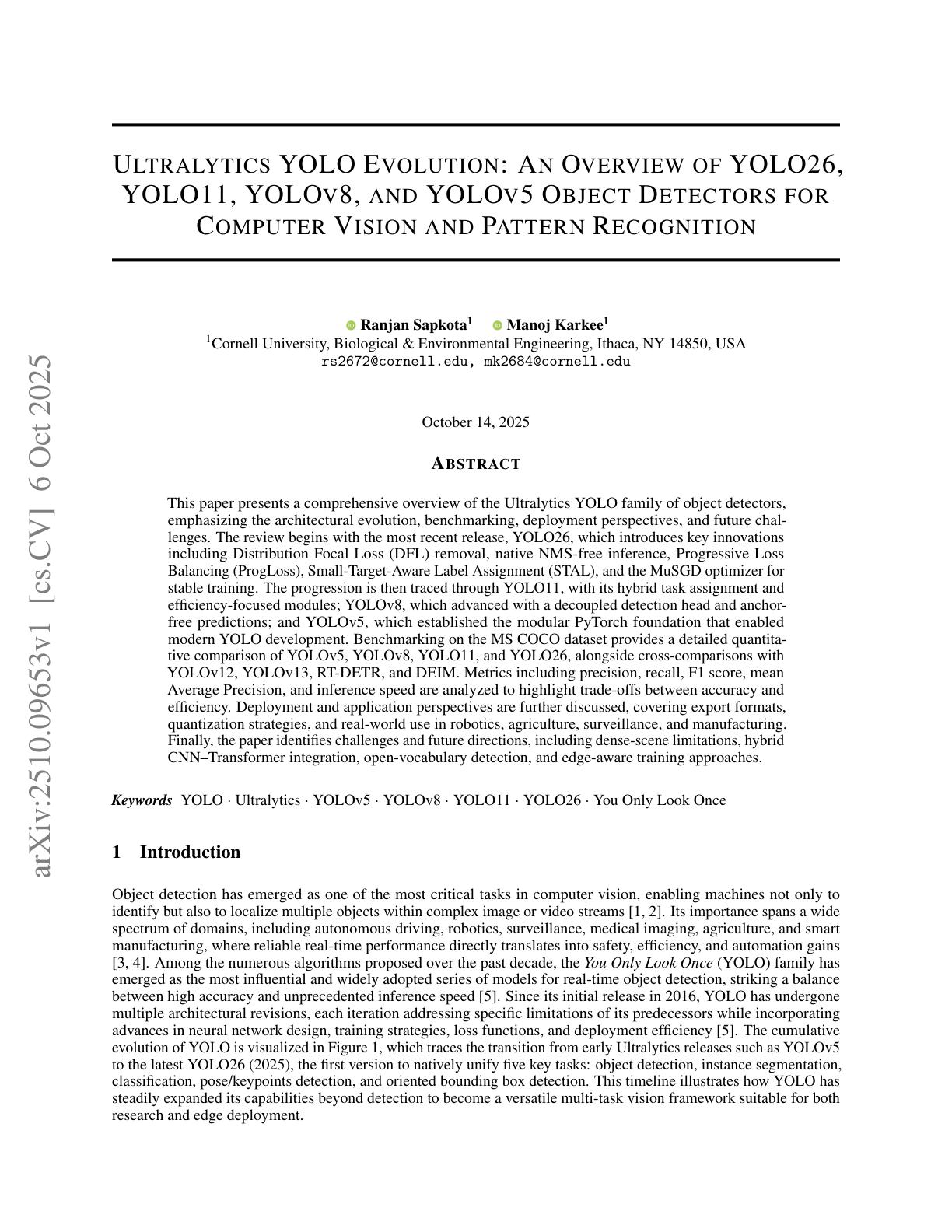 Ultralytics YOLO Evolution: An Overview of YOLO26, YOLO11, YOLOv8 and ...