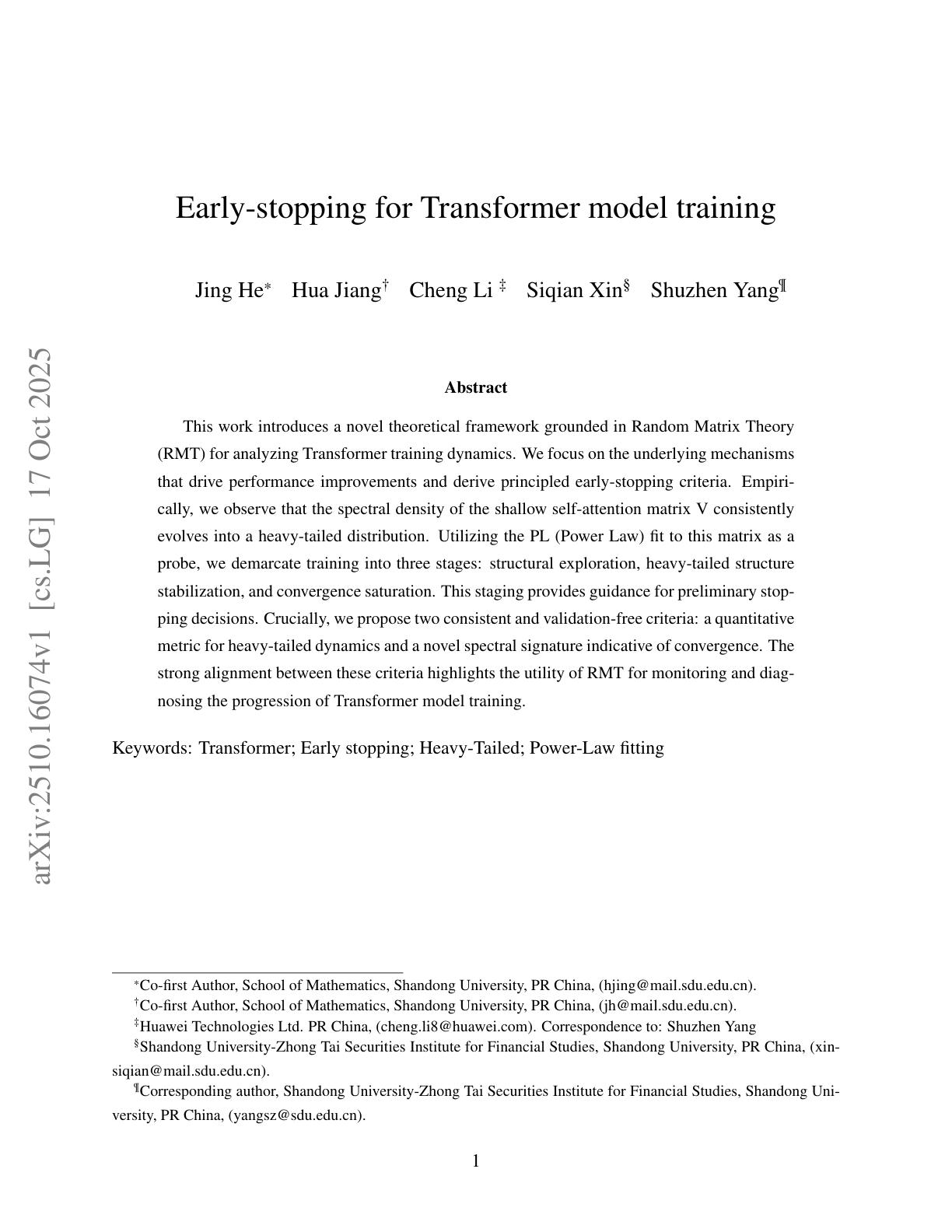 Early-stopping for Transformer model training