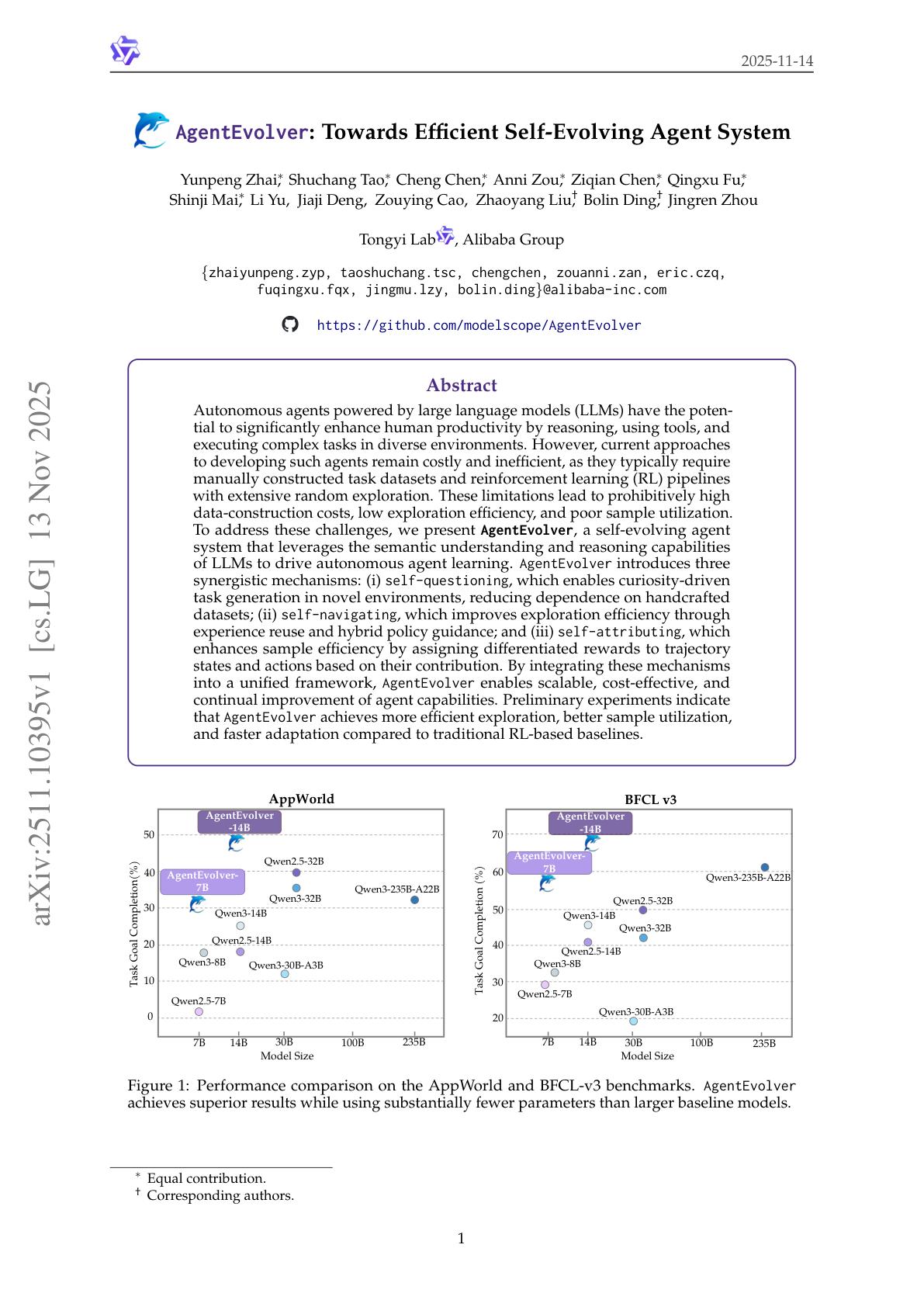 AgentEvolver: Towards Efficient Self-Evolving Agent System