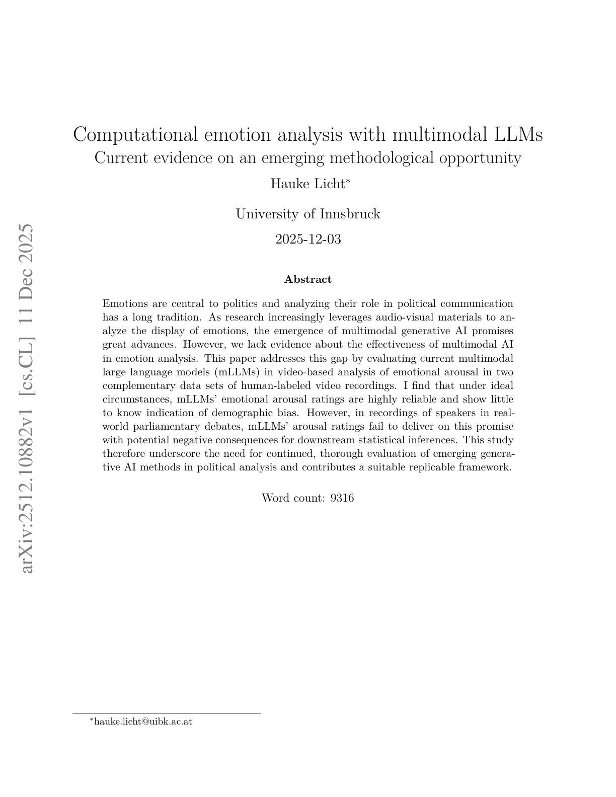 Computational emotion analysis with multimodal LLMs: Current evidence ...